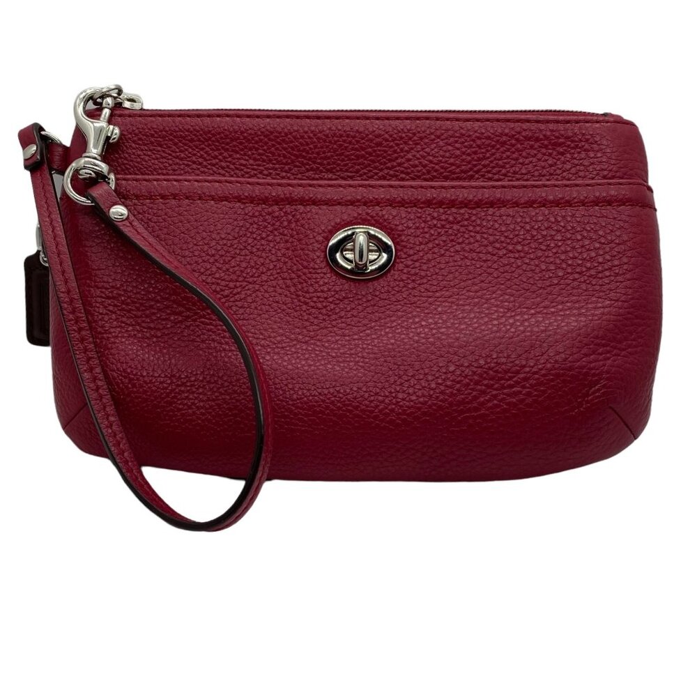 Coach Dark Berry Red Pebbled Leather Turnlock Pocket … - Gem